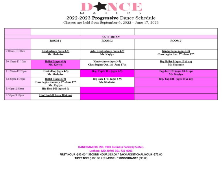 Class Schedules | Dance Studio in Lanham, MD | Dance Makers